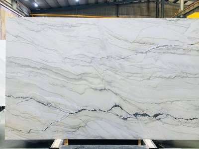 Opus White Quartzite Kitchen Countertops Slabs Tiles Price - Eonyx Factory
